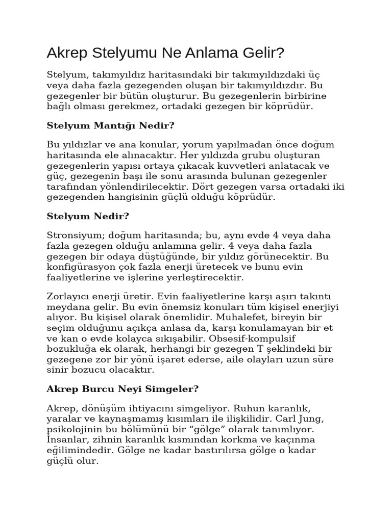 Akrep Stelyumu Ne Anlama | PDF