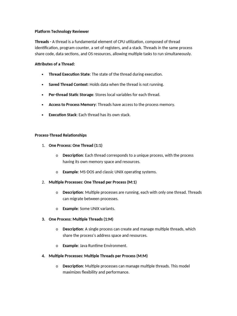PlatTech-Rev | PDF | Process (Computing) | Thread (Computing)
