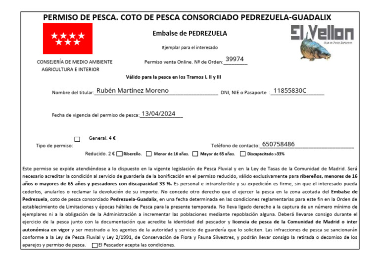 Permiso de Pesca | PDF | Documento de identidad