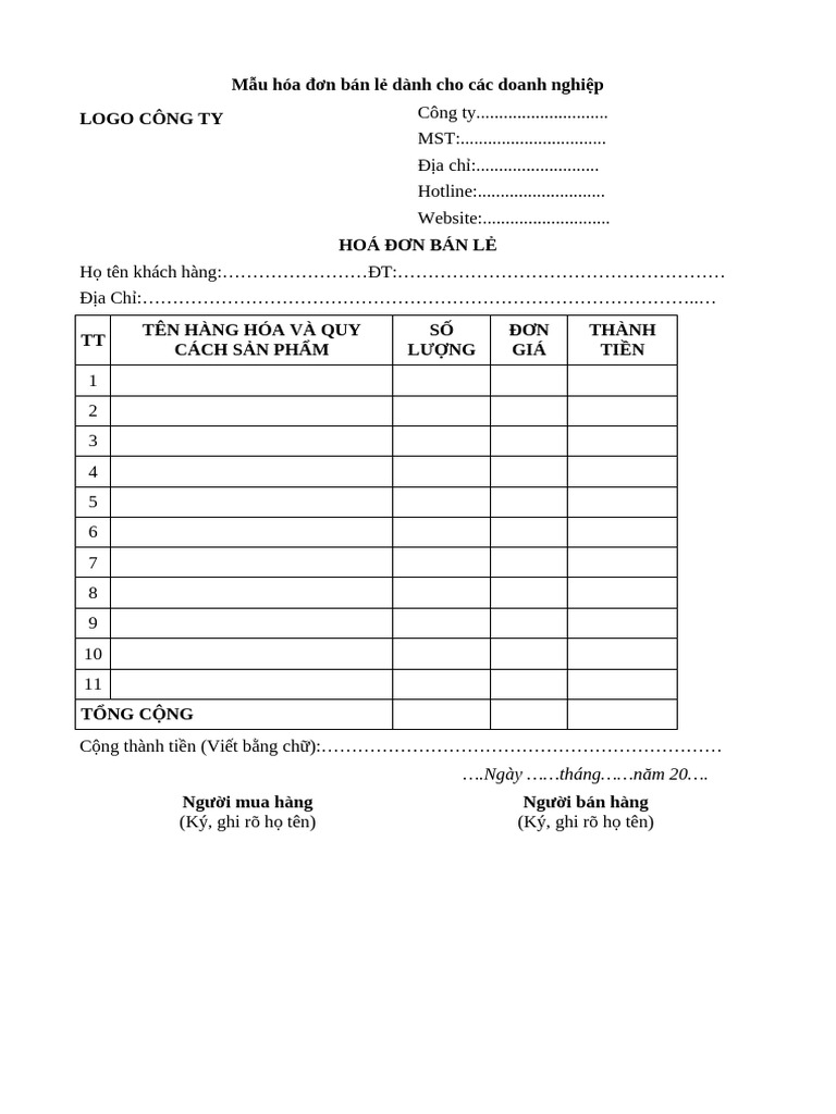 Hoa Don Ban Hang | PDF