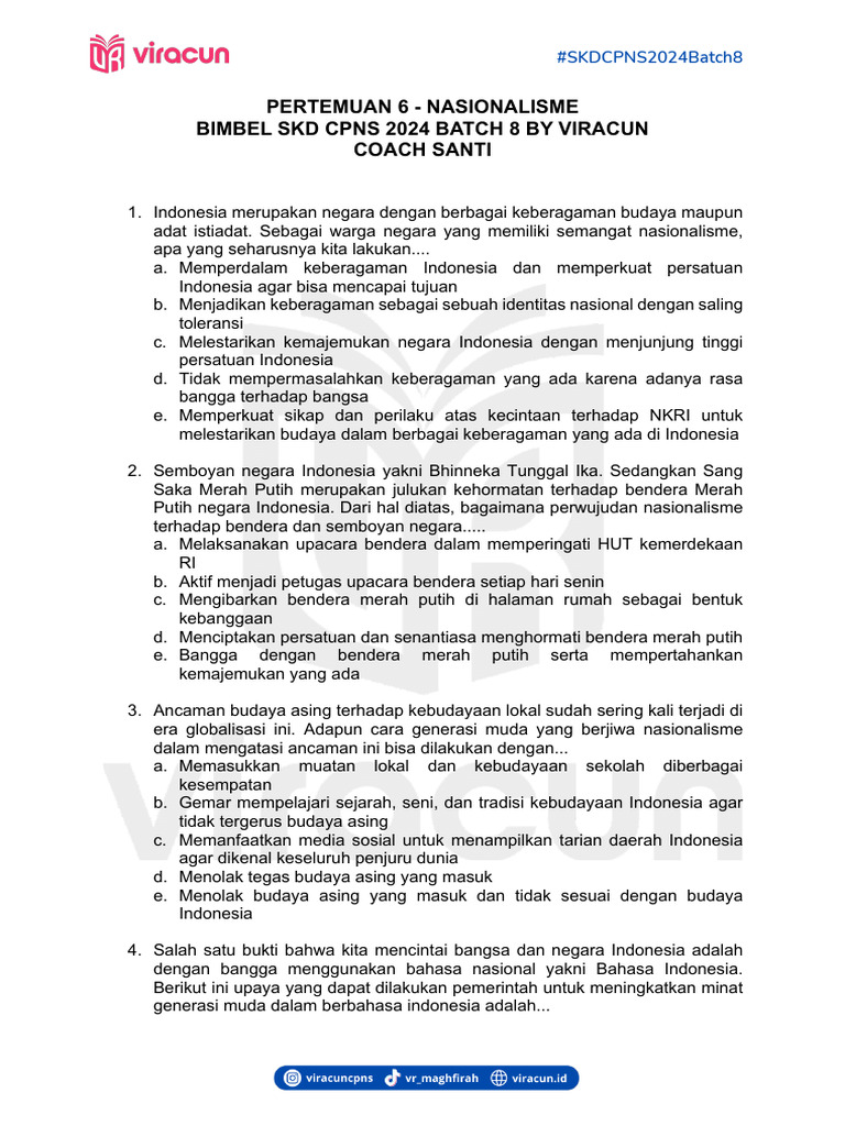 Latihan Nasionalisme - Viracun Batch 8 | PDF