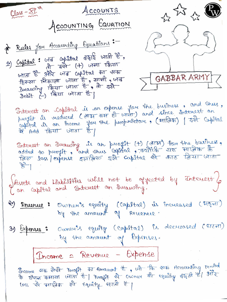 Accounting Equation: Handwritten Notes | PDF