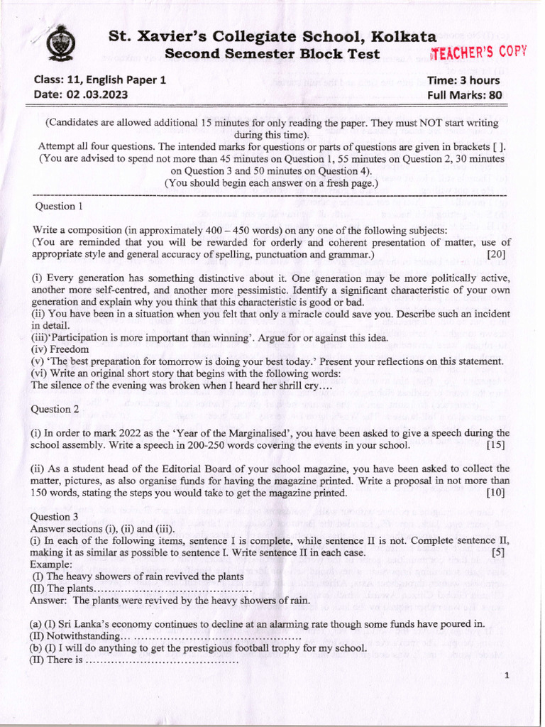 Question Paper 22-23 | PDF | Language Arts & Discipline