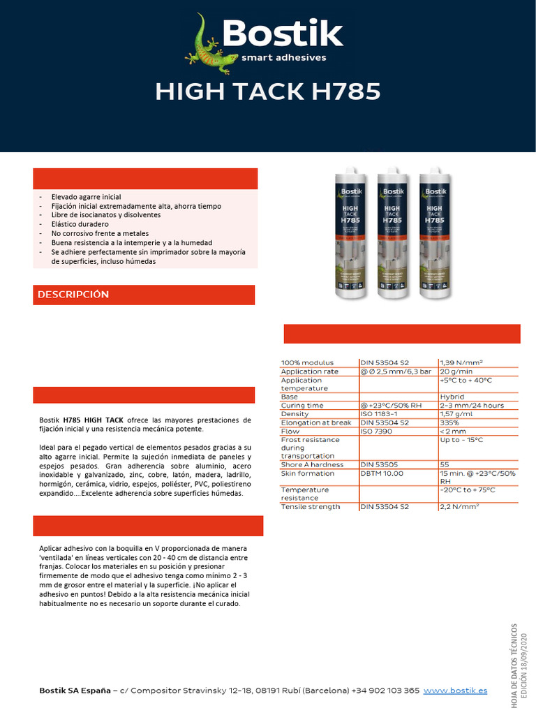 Adhesivo de Montaje High Tack ML Blanco 10890712 Techsheetsup | PDF ...