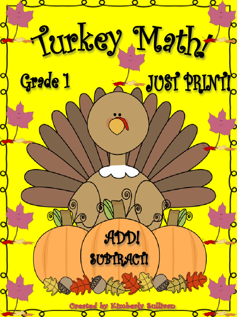 FreeThanksgivingWordProblemsPrintablesAddSubtractgrade1TURKEYMATH 2 ...