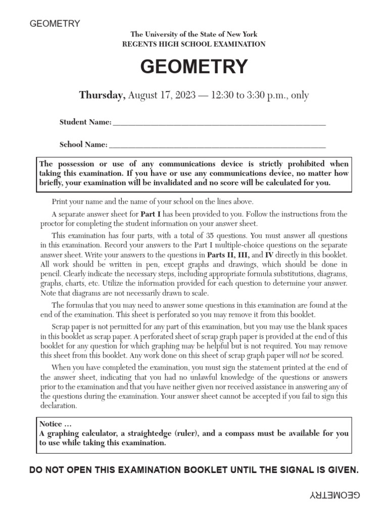 geom82023-exam | PDF | Rectangle | Elementary Geometry