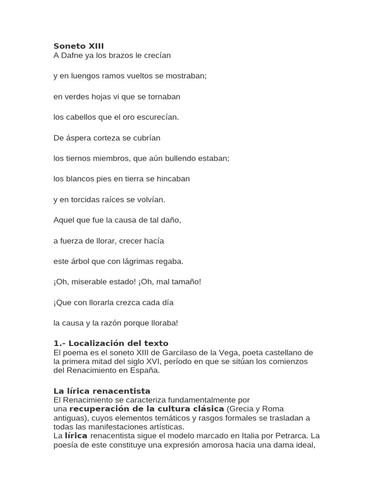 Soneto XIII Garcilaso | PDF | Metro (poesía) | Sonetos
