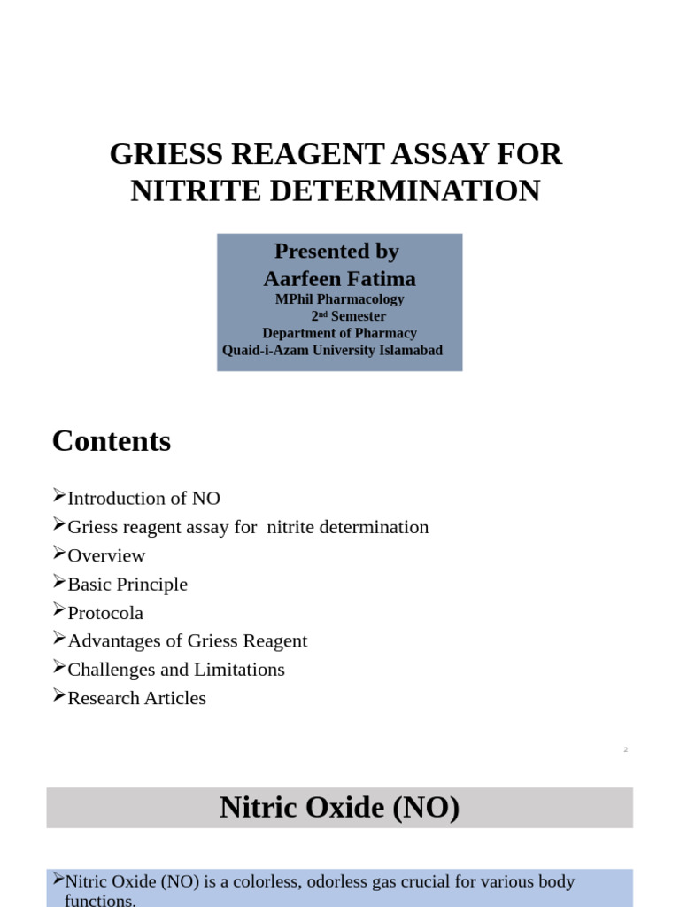 Griess Reagent Assay | PDF | Nitric Oxide Synthase | Inflammation