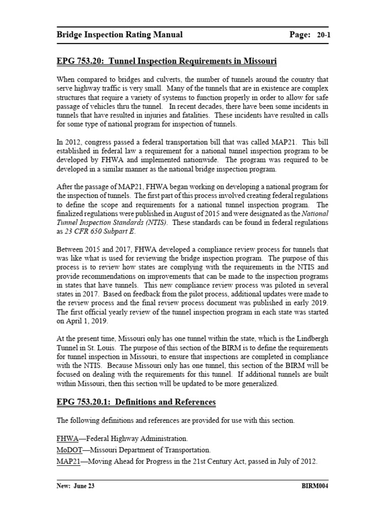 Missouri Bridge Inspection Manual | PDF | Quality Assurance | Tunnel