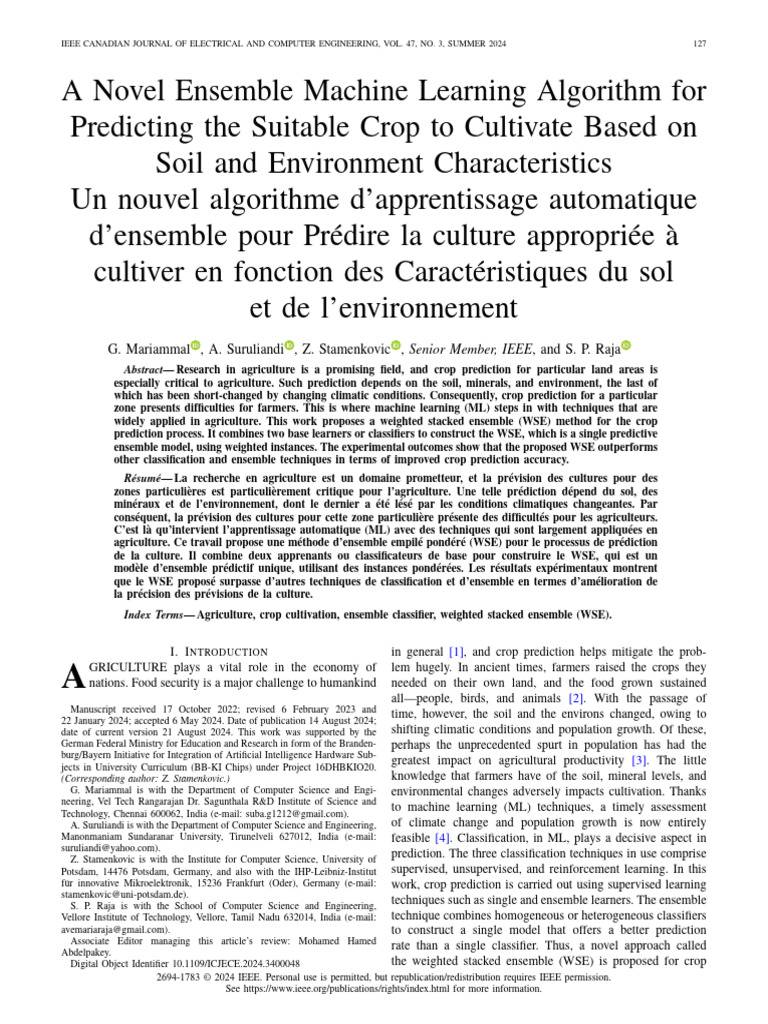 A Novel Ensemble Machine Learning Algorithm For Predicting The Suitable ...