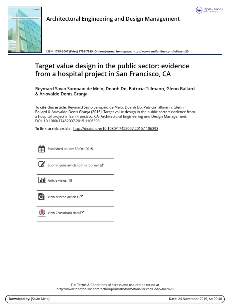Target Value Design in Public Hospitals | PDF | Incentive | Procurement