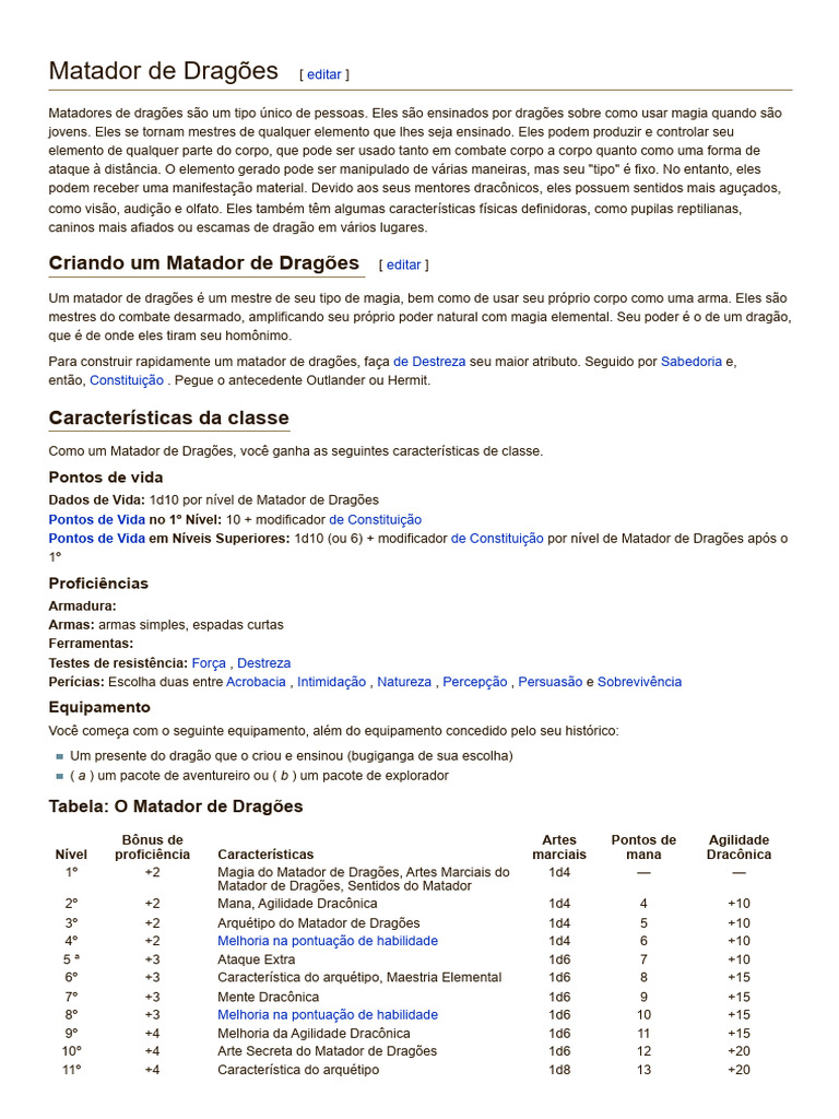 D&D 5e - Matador de Dragões (Classe 5e) | PDF | Dragão | Envelhecimento