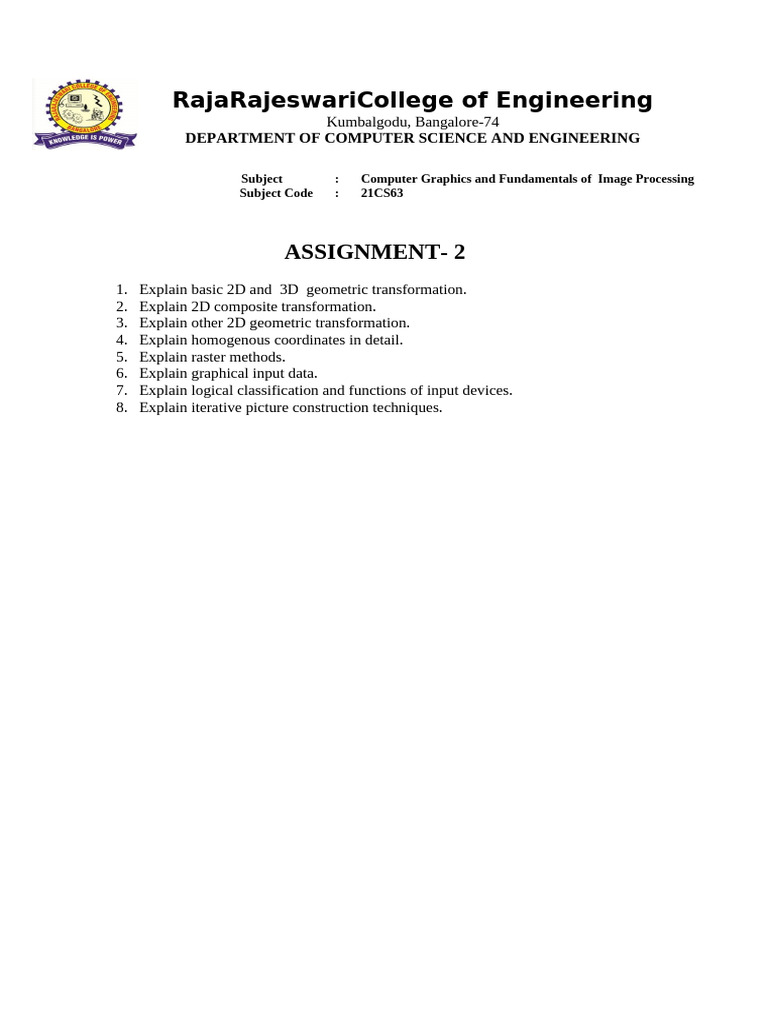 Computer Graphics Assignment Overview | PDF | Computers