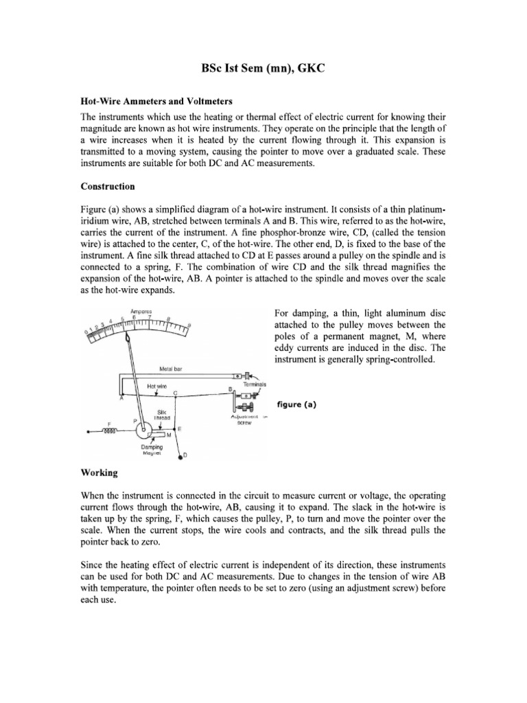 Hot Wire Instruments Note | PDF