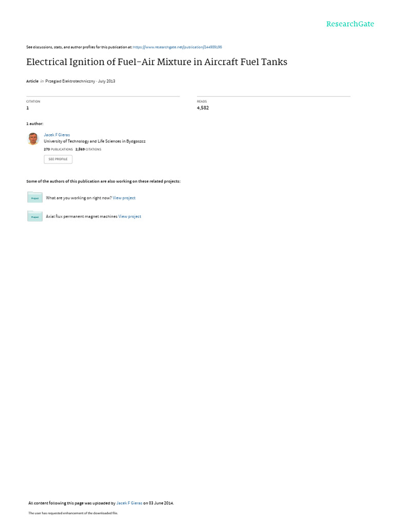 Electrical Ignition of Fuel-Air Mixture in Aircraft Fuel Tanks - BOEING ...