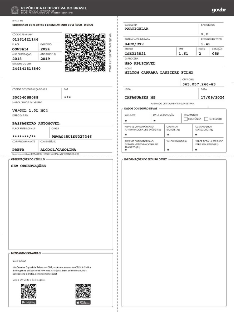 'CRLV - Osw9a34 | PDF