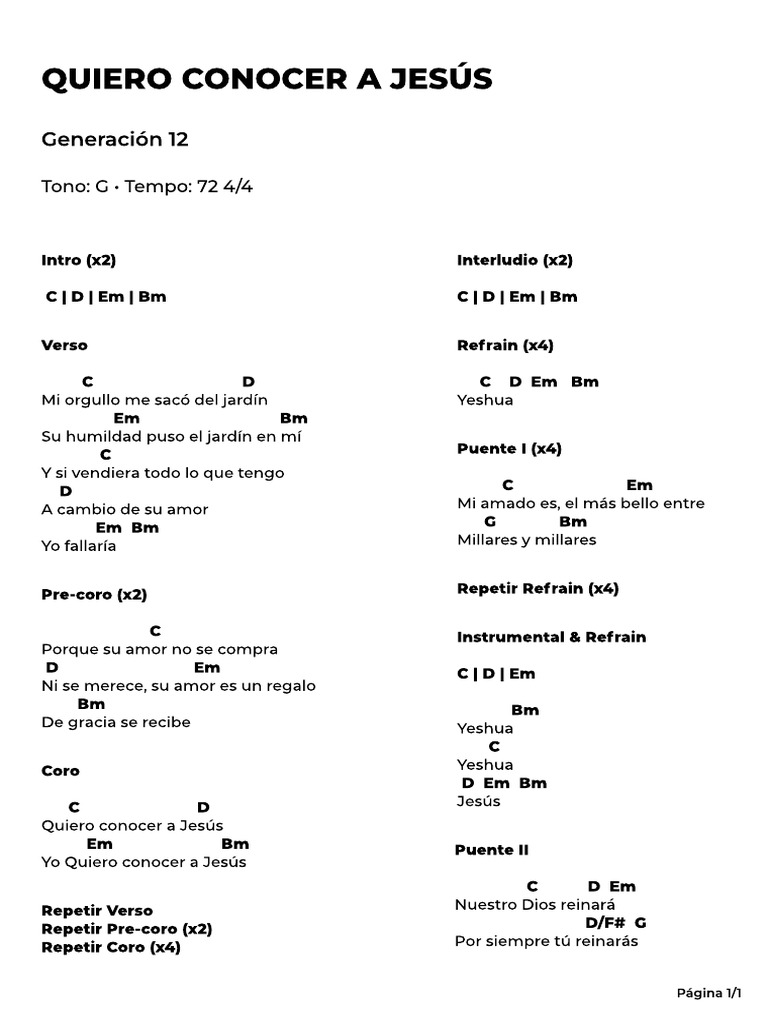 Quiero Conocer A Jesús - Generación 12 - G | PDF
