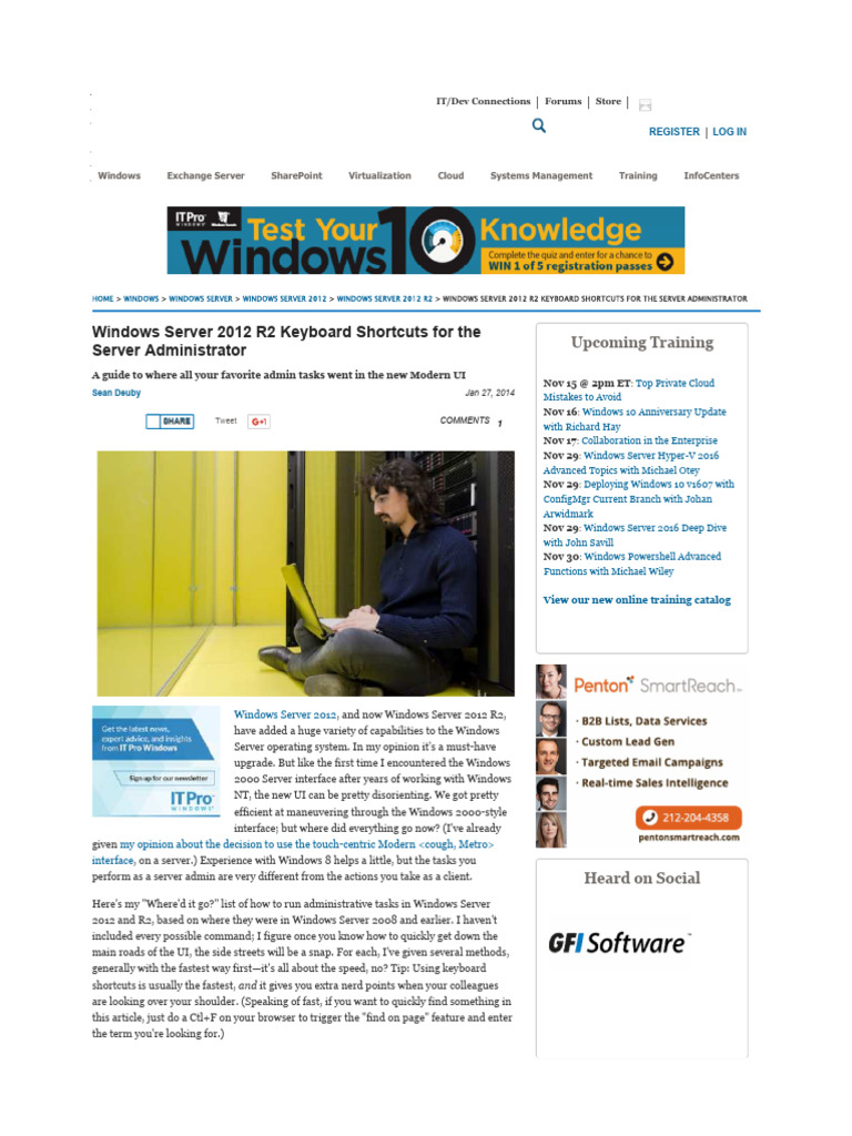 Keyboar Shortcuts SVR 2012 r2 | PDF | Microsoft Windows | Remote Desktop Services