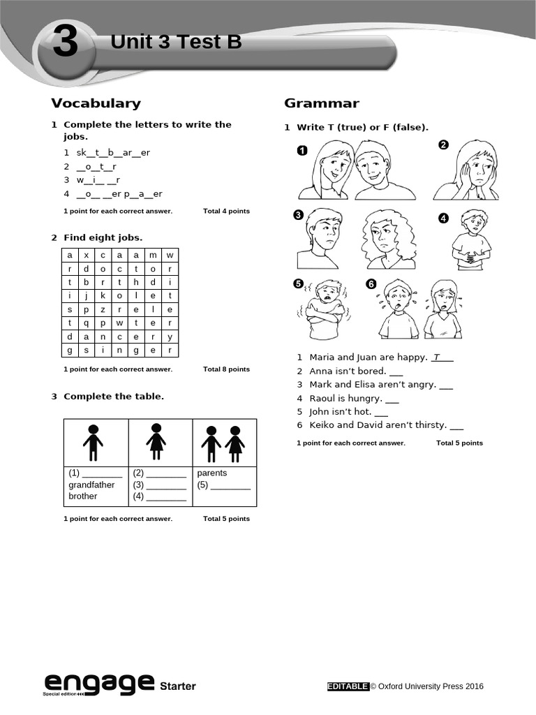 Vocabulary and Grammar Test | PDF | Linguistics