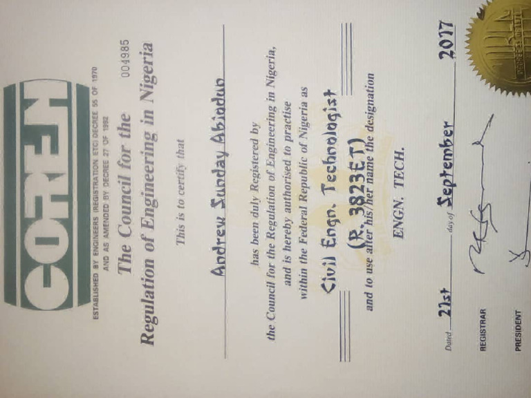 Coren Cert - 014045 | PDF