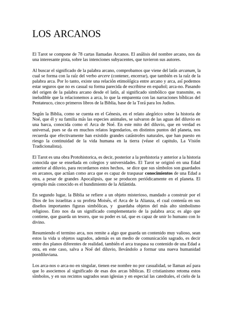 El Significado de los Arcanos del Tarot | PDF | Arca de Noé | Mito de ...