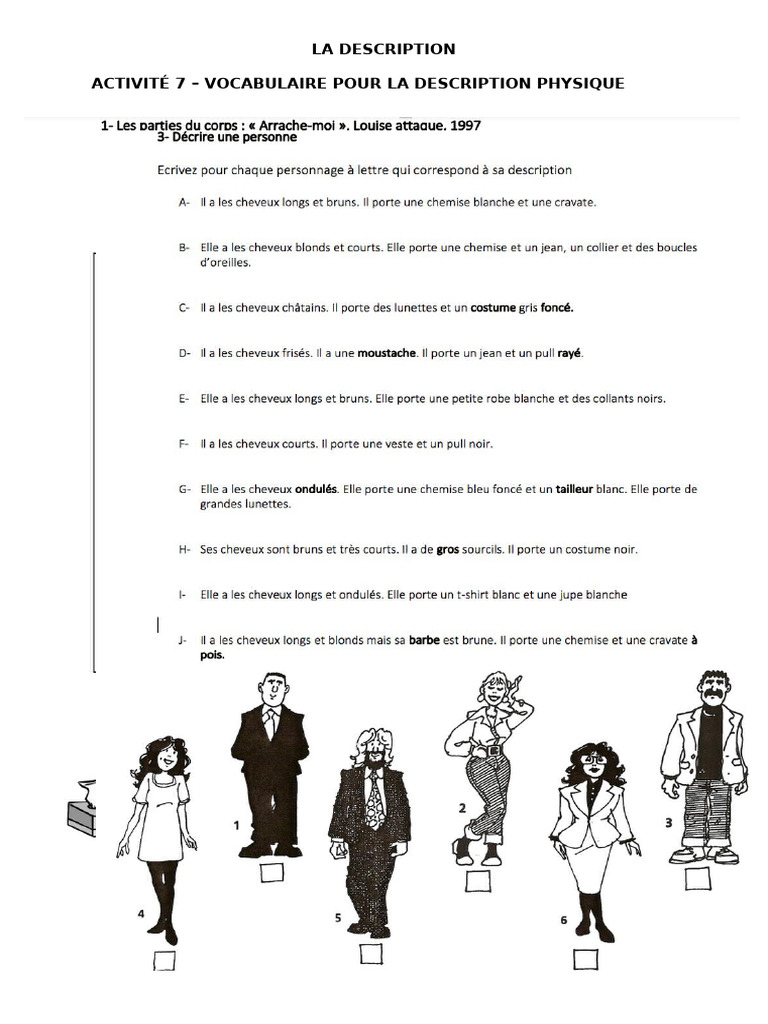 Vocabulaire de la Description Physique | PDF