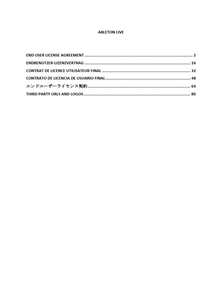 Ableton Live EULA Third Party URL Logo | PDF | Legal Liability | Indemnity