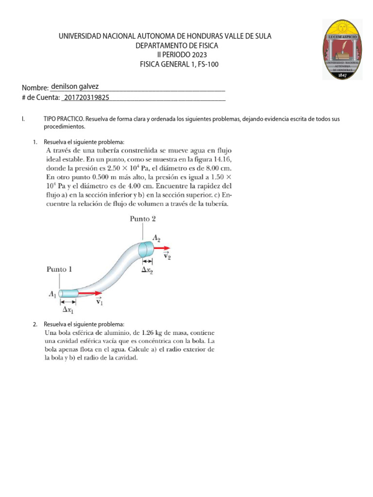Examen MecÃ¡nica de Fluidos | PDF
