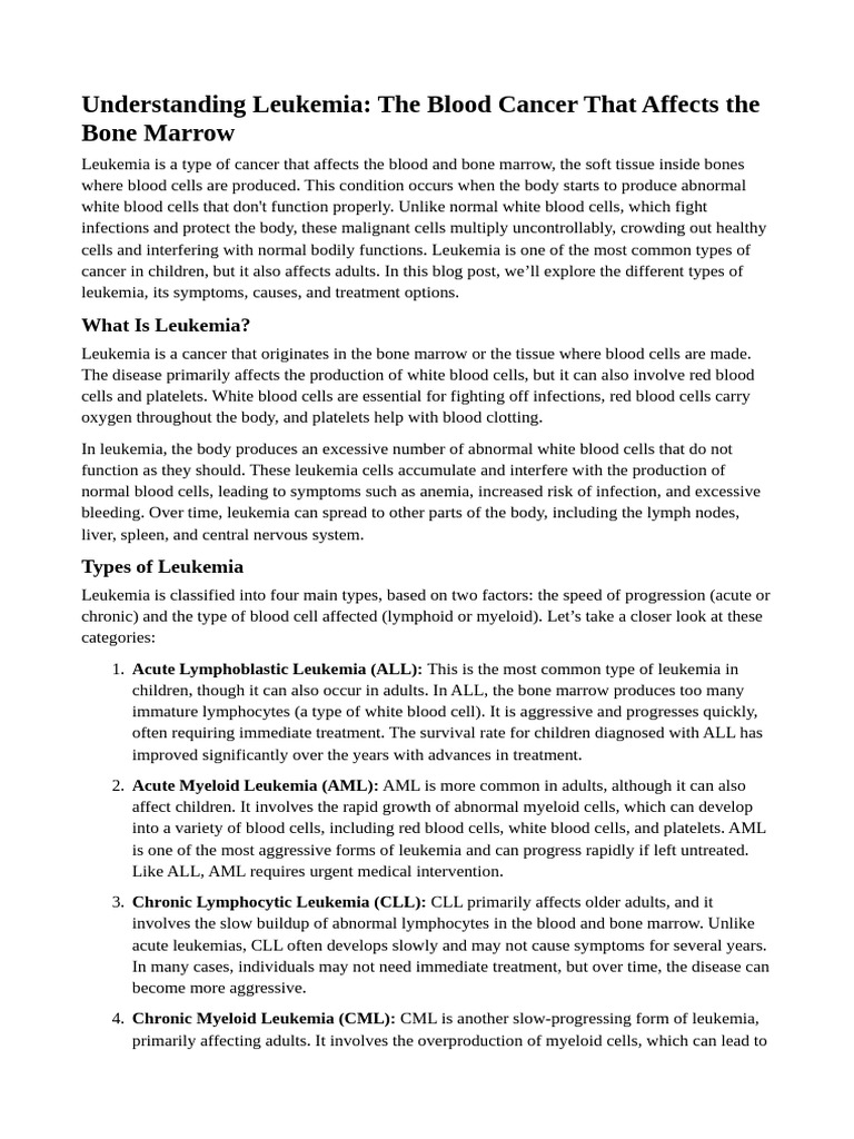 Understanding Leukemia | PDF | Leukemia | Cancer