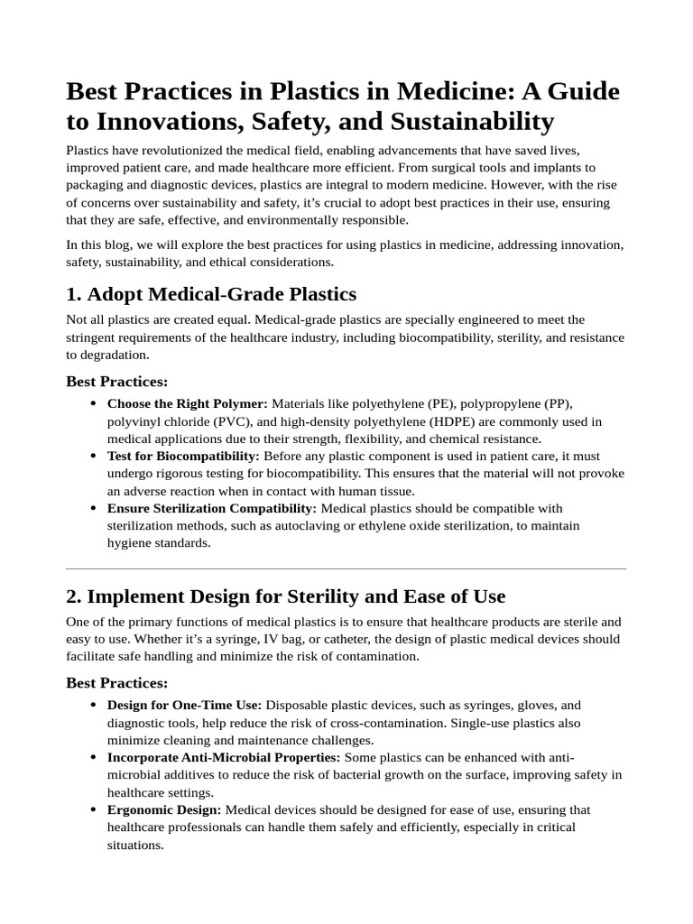 Medical Plastics: Best Practices Guide | PDF | Plastic | Medical Device