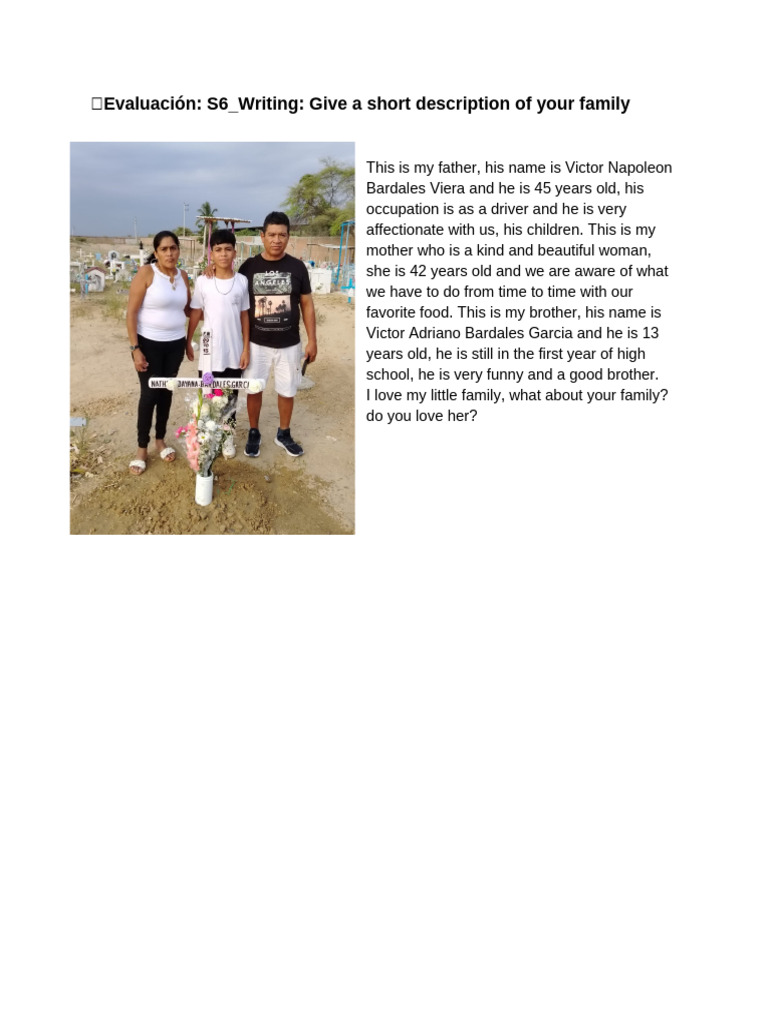 Family Description Assignment | PDF