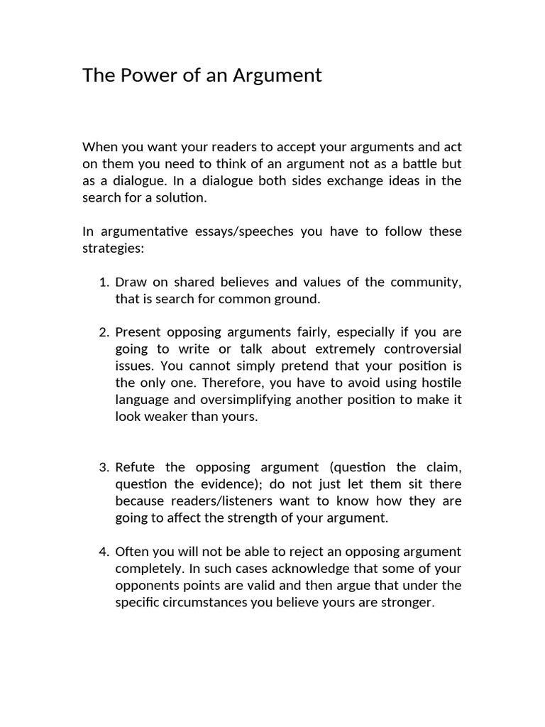 The Power of An Argument | PDF