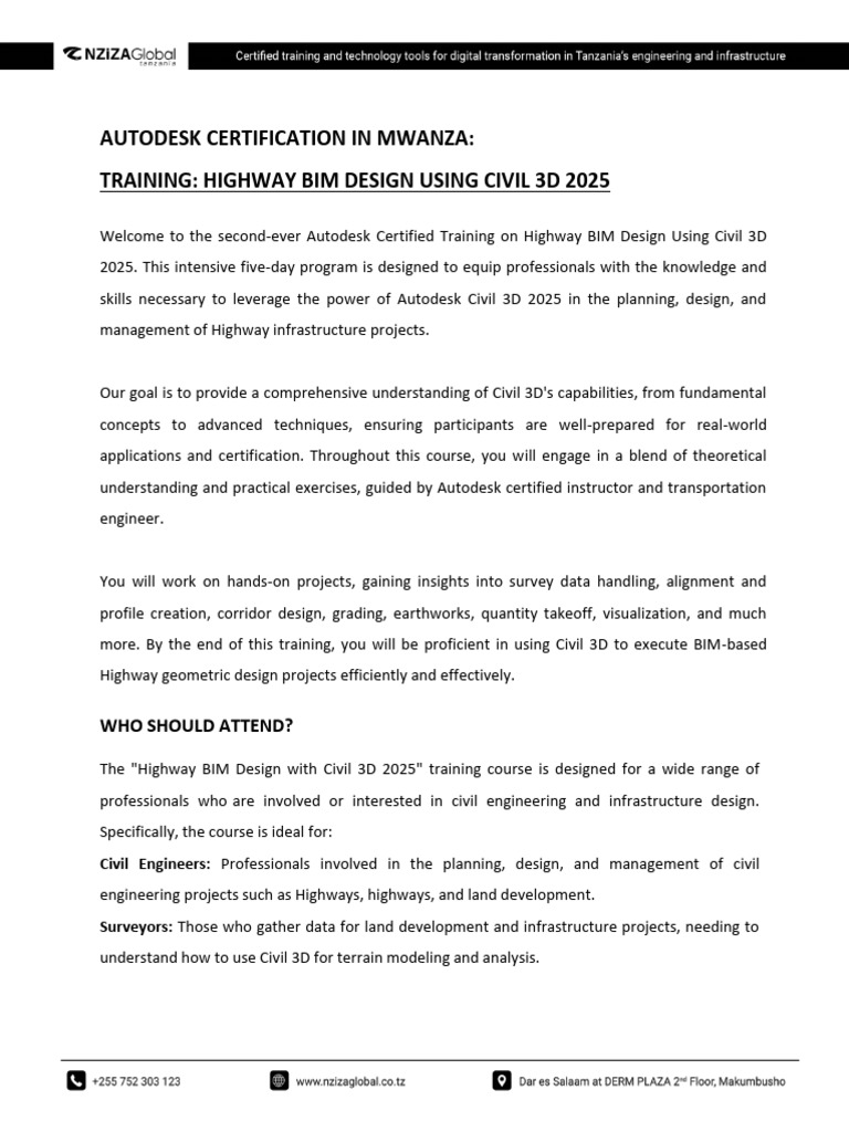 Highway BIM Design Training Mwanza | PDF | Building Information ...