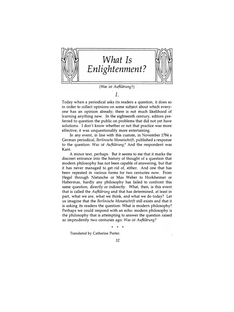 Foucault, What Is Enlightenment | PDF