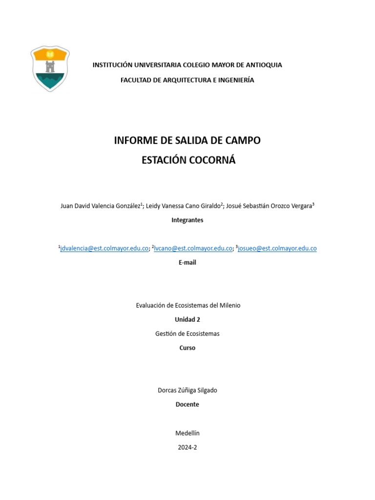 Informe Visita Estacion Cocorna 11102024 | PDF | Degradación ambiental ...