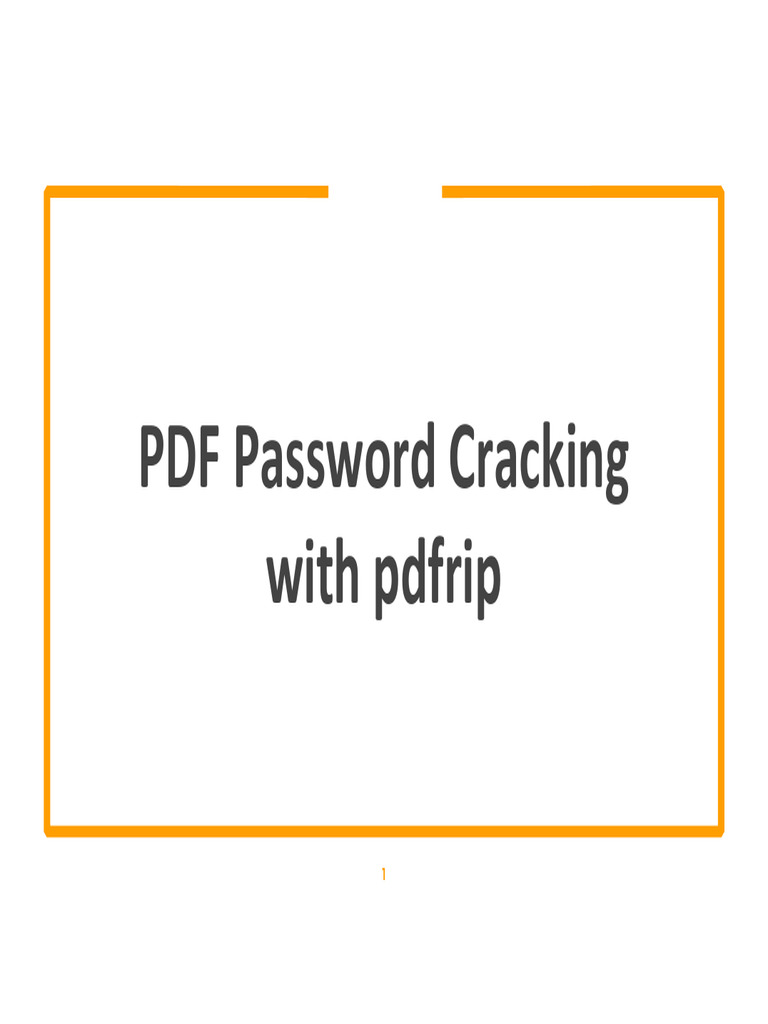 Cracking PDF Passwords | PDF