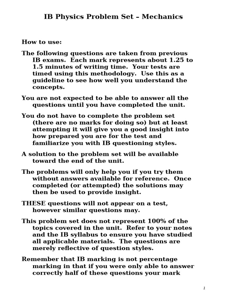 Problem Set 4 - Mechanics | PDF | Velocity | Force
