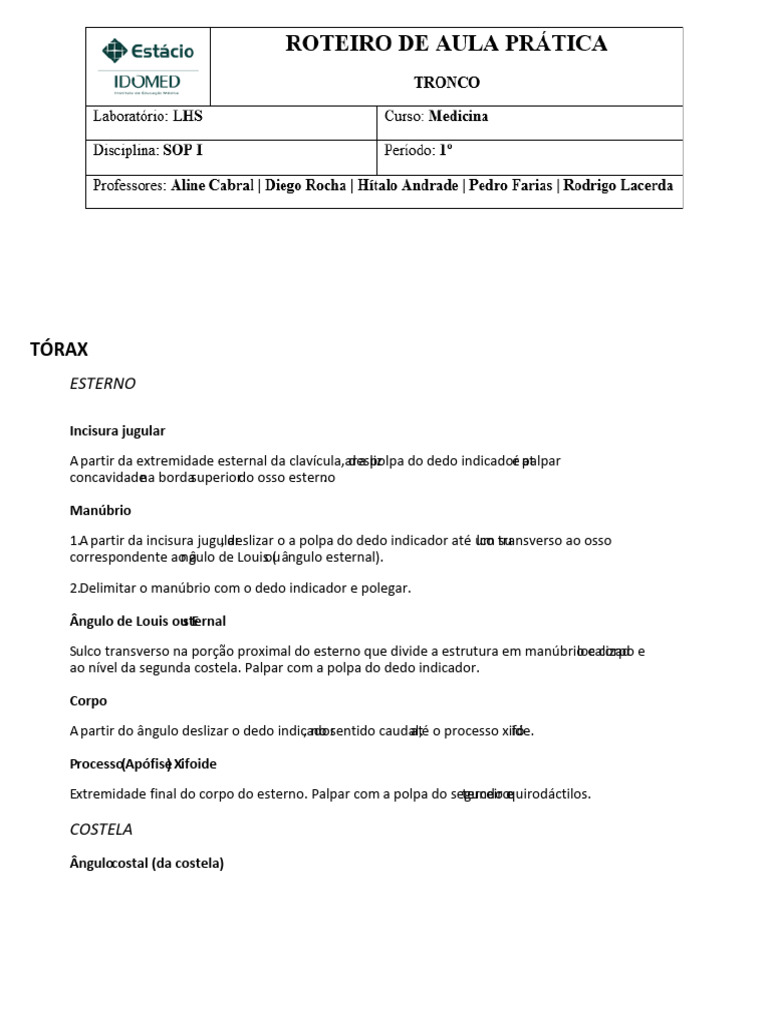Lhs - Anatomia Palpat Ria-Tronco | PDF | Coluna vertebral | Pélvis