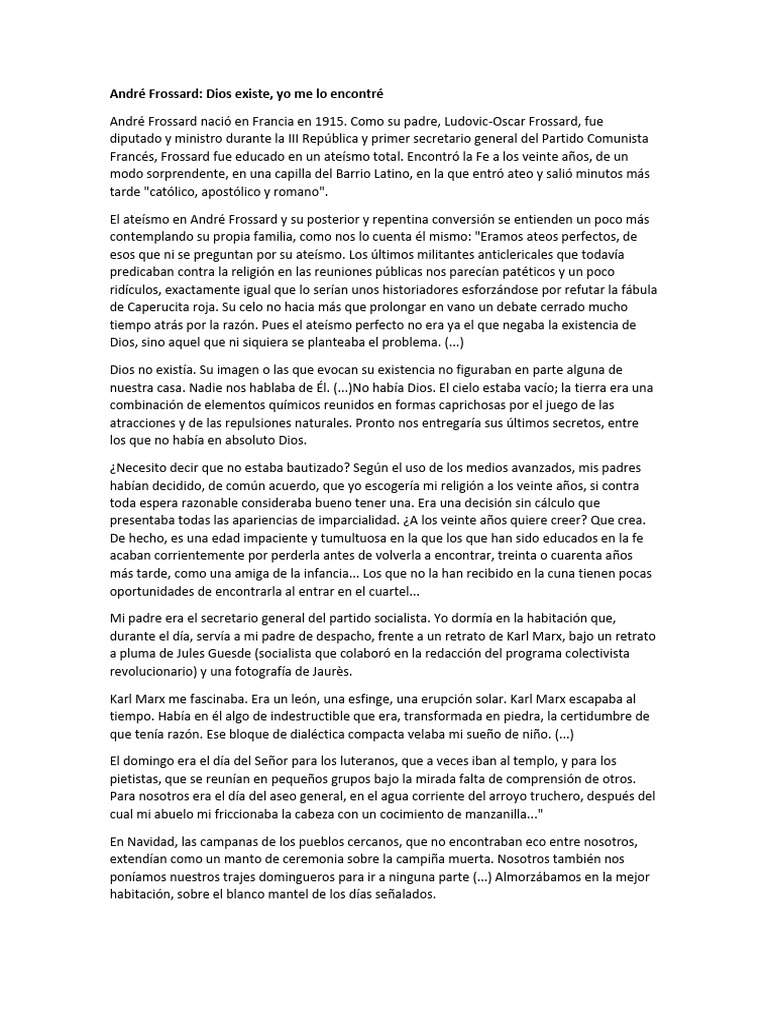 André Frossard | PDF | Ateísmo | Dios