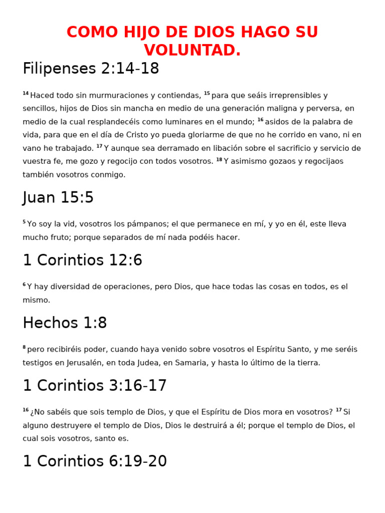 Como Hijo de Dios Hago Su Voluntad | PDF | Dios | Creencia religiosa y doctrina