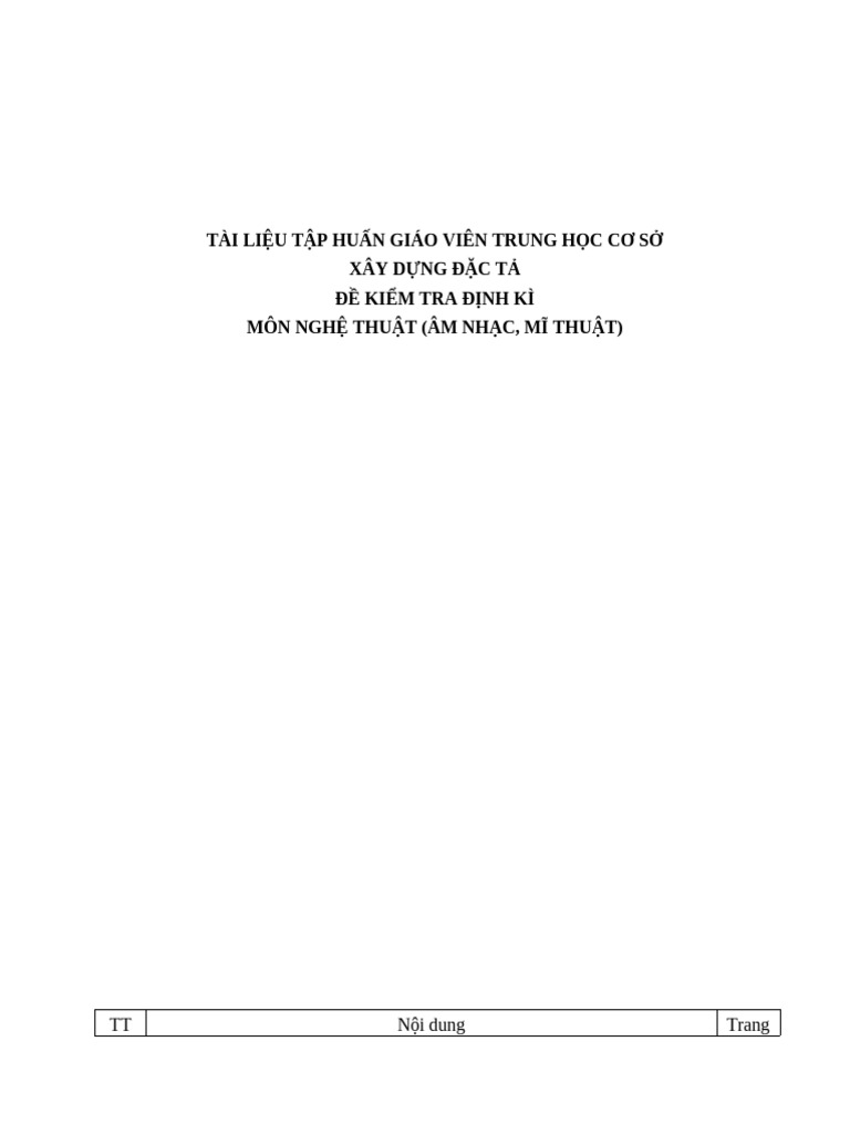 6. Tài liệu tập huấn XD bản đặc tả môn Nghệ thuật- THCS | PDF
