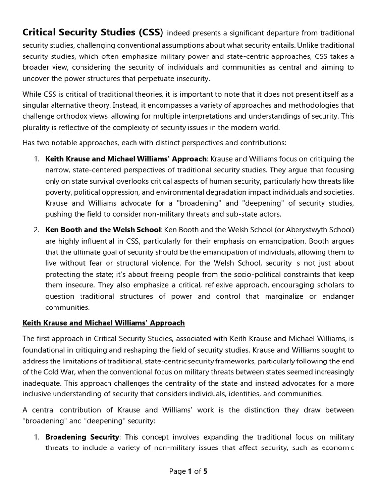 Critical Security Studies | PDF | Feminism | Gender Studies