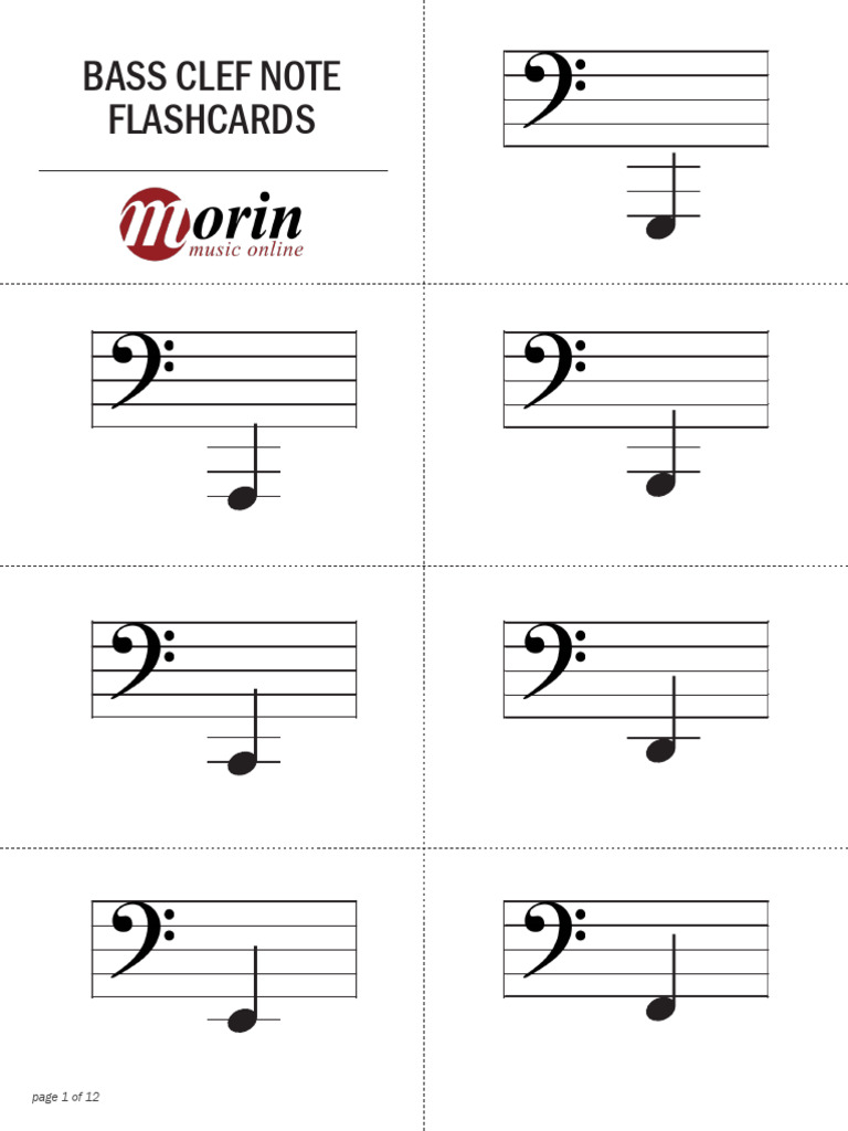 Bass Treble Clef Notes Flashcards | PDF
