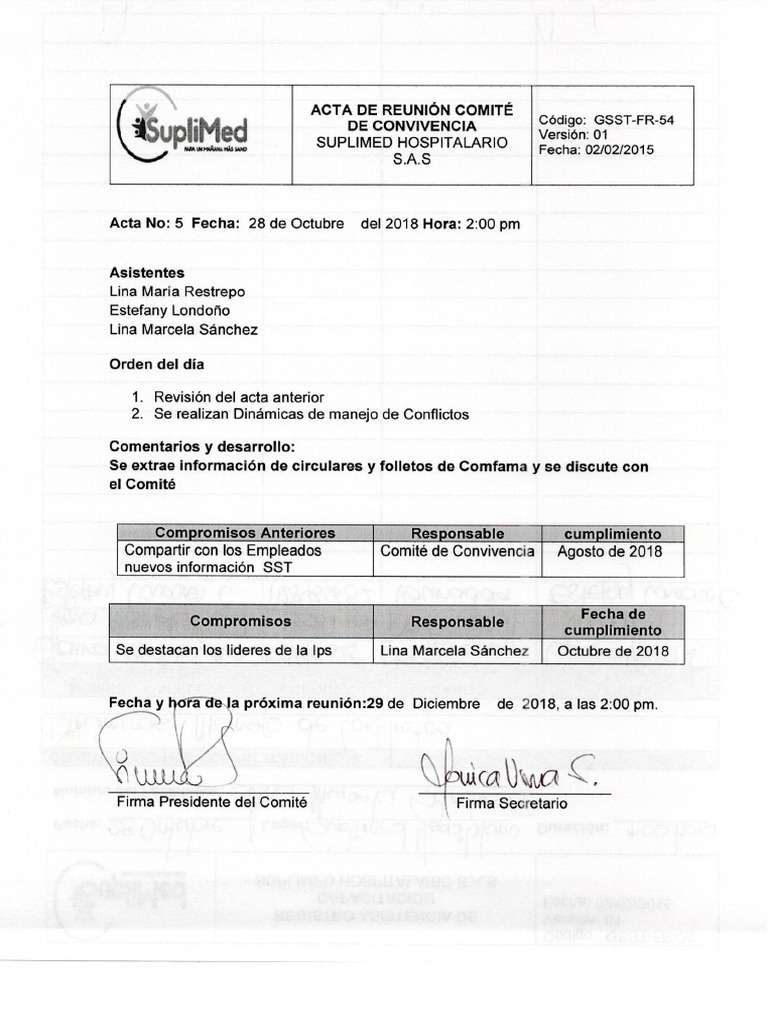 Acta N°3 2018 Reunion CCL | PDF