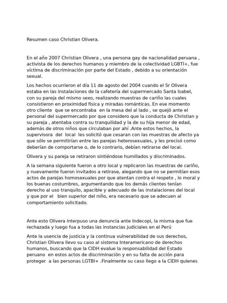 Resumen Caso Christian Olivera | PDF