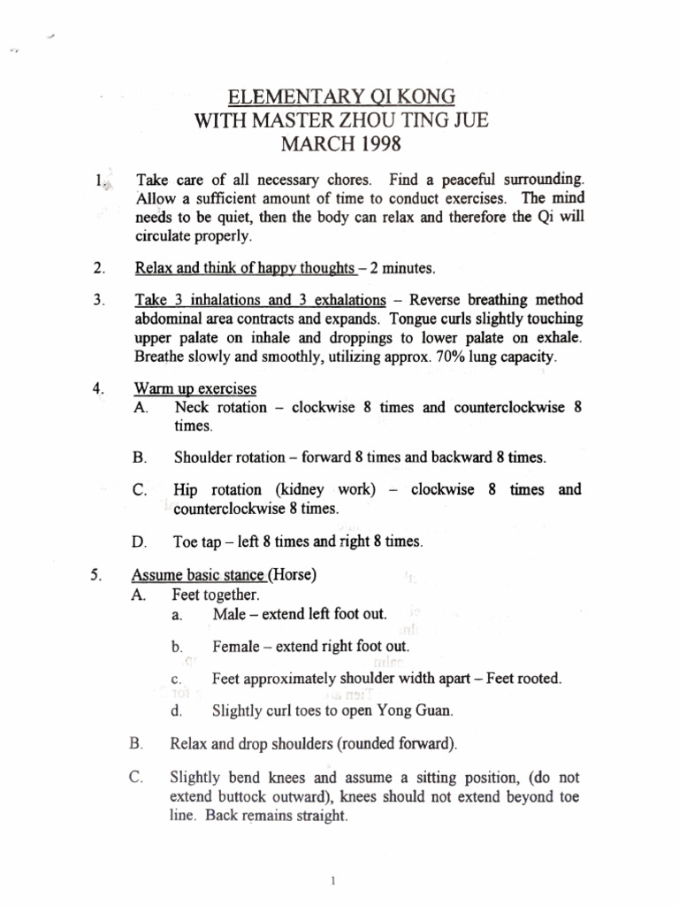 MASTER ZHOU Elementary Qi Kong | PDF
