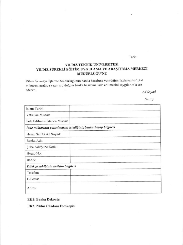 Para Iade Formu | PDF