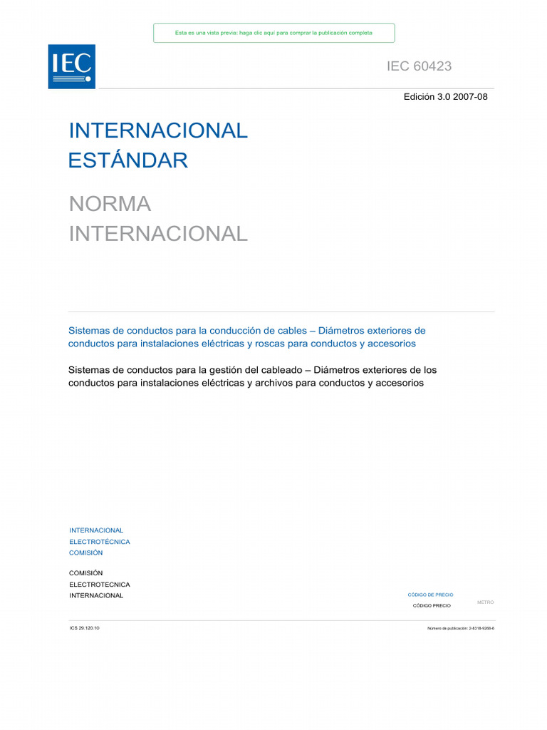 Diámetros de Conductos Eléctricos IEC | PDF | Comisión Electrotécnica ...