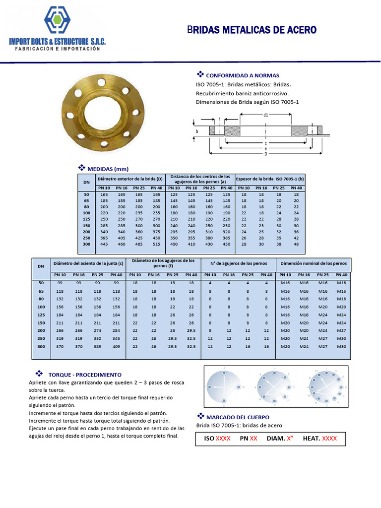 Ficha Tecnica - Bridas Iso 7005 ... | PDF | Tornillo | Metalurgia