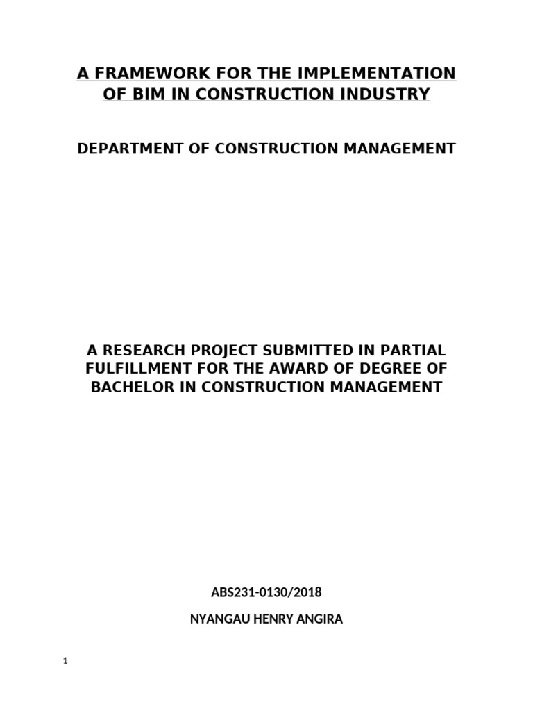 Framework For BIM Implementation | PDF | Building Information Modeling | Survey Methodology